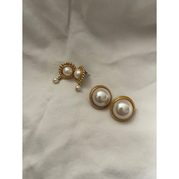 Fashion Jewelry | Jewelry | Vintage 8s Big Faux Pearl Inlay Gold Tone ...